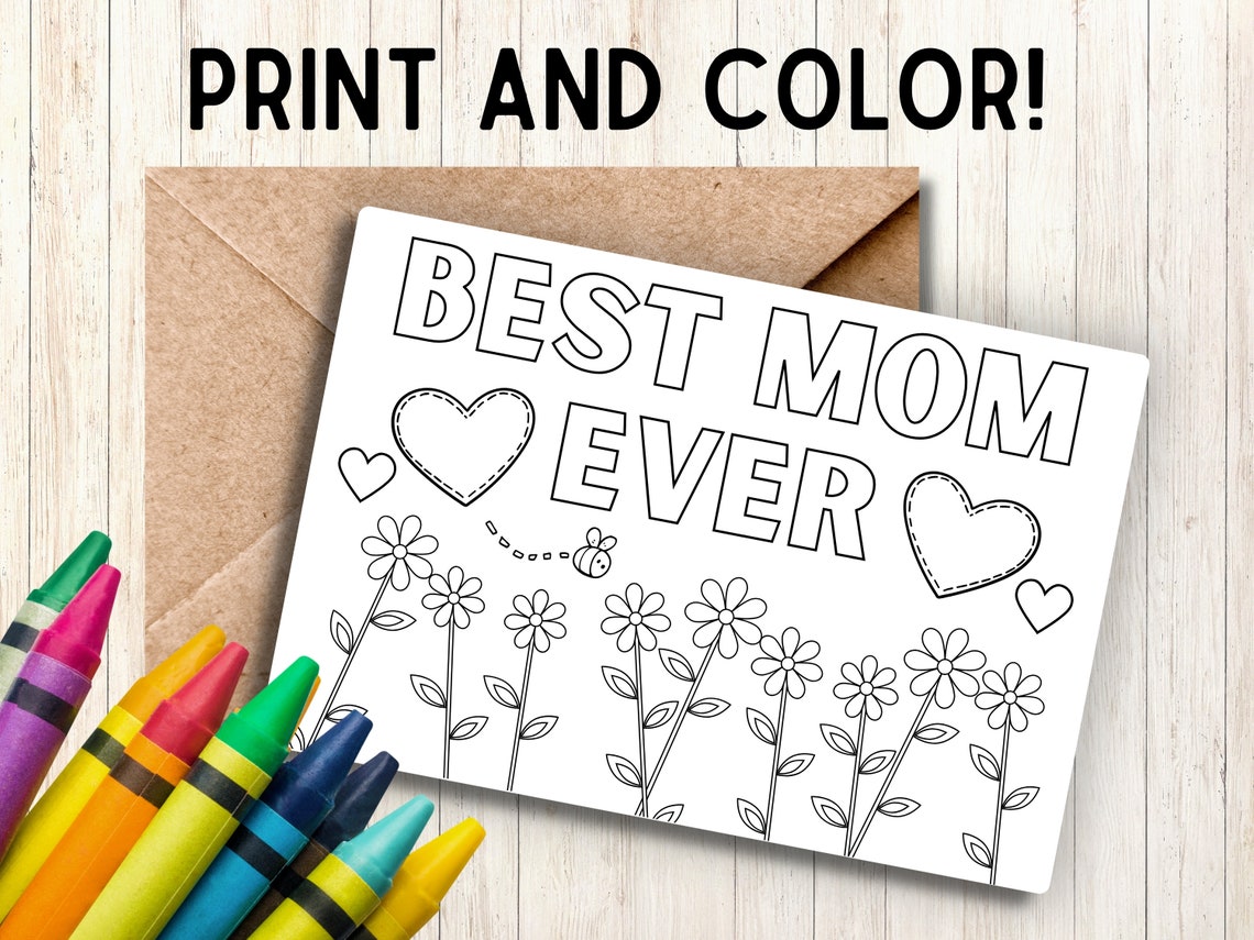 Mother's Day Coloring Card, Mothers Day Activity, Printable Card for ...