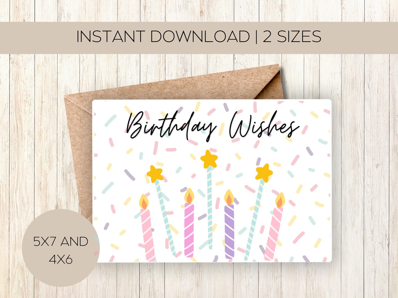 Printable Birthday Card, Birthday Candles, Card for Kids, Instant ...
