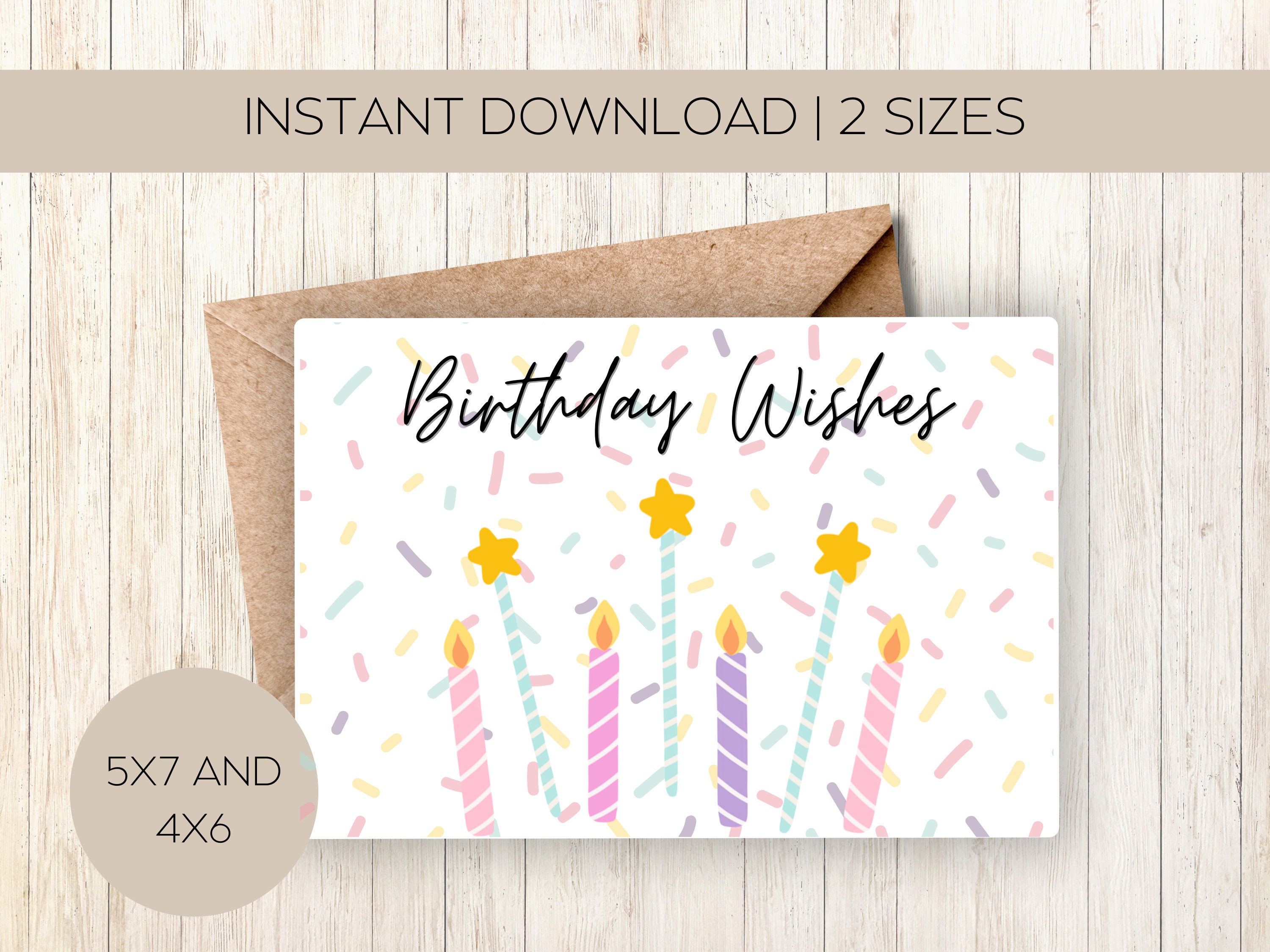 Printable Birthday Card, Birthday Candles, Card for Kids, Instant ...