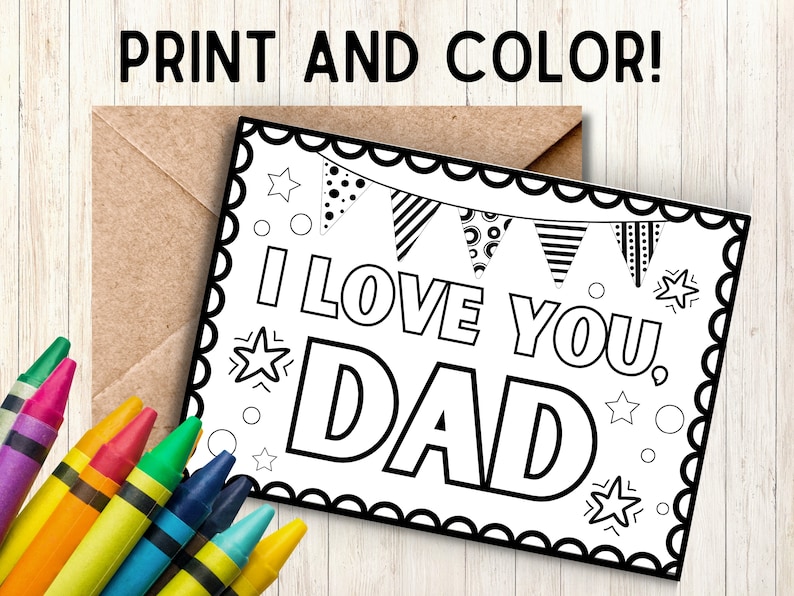 Father's Day Coloring Card, Fathers Day Coloring, Father's Day Activity ...