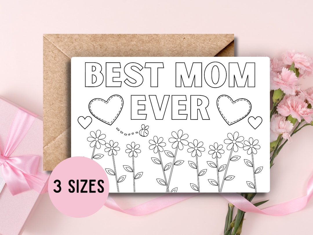 Mother's Day Coloring Card, Mothers Day Activity, Printable Card for ...
