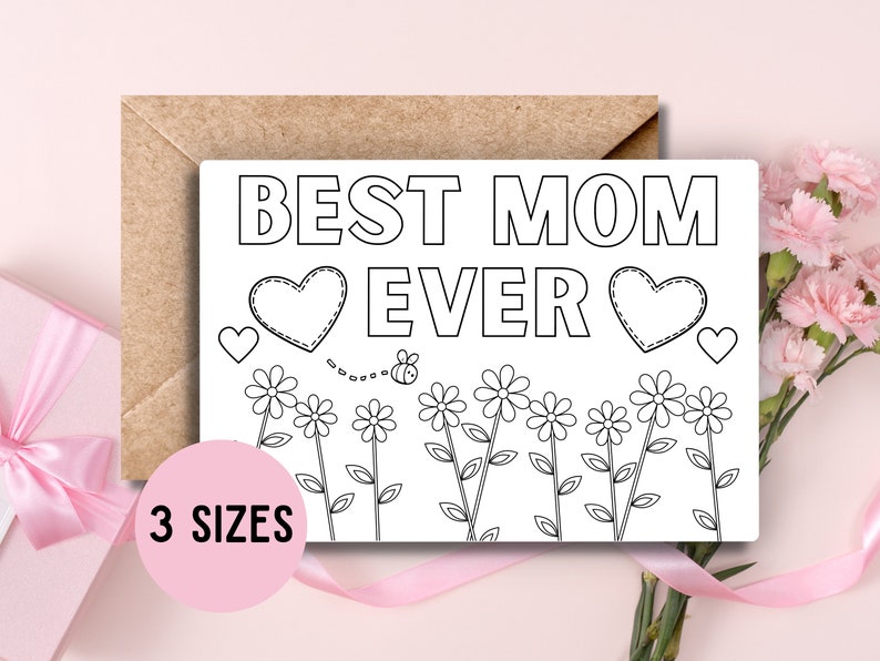 Mother's Day Coloring Card, Mothers Day Activity, Printable Card for ...