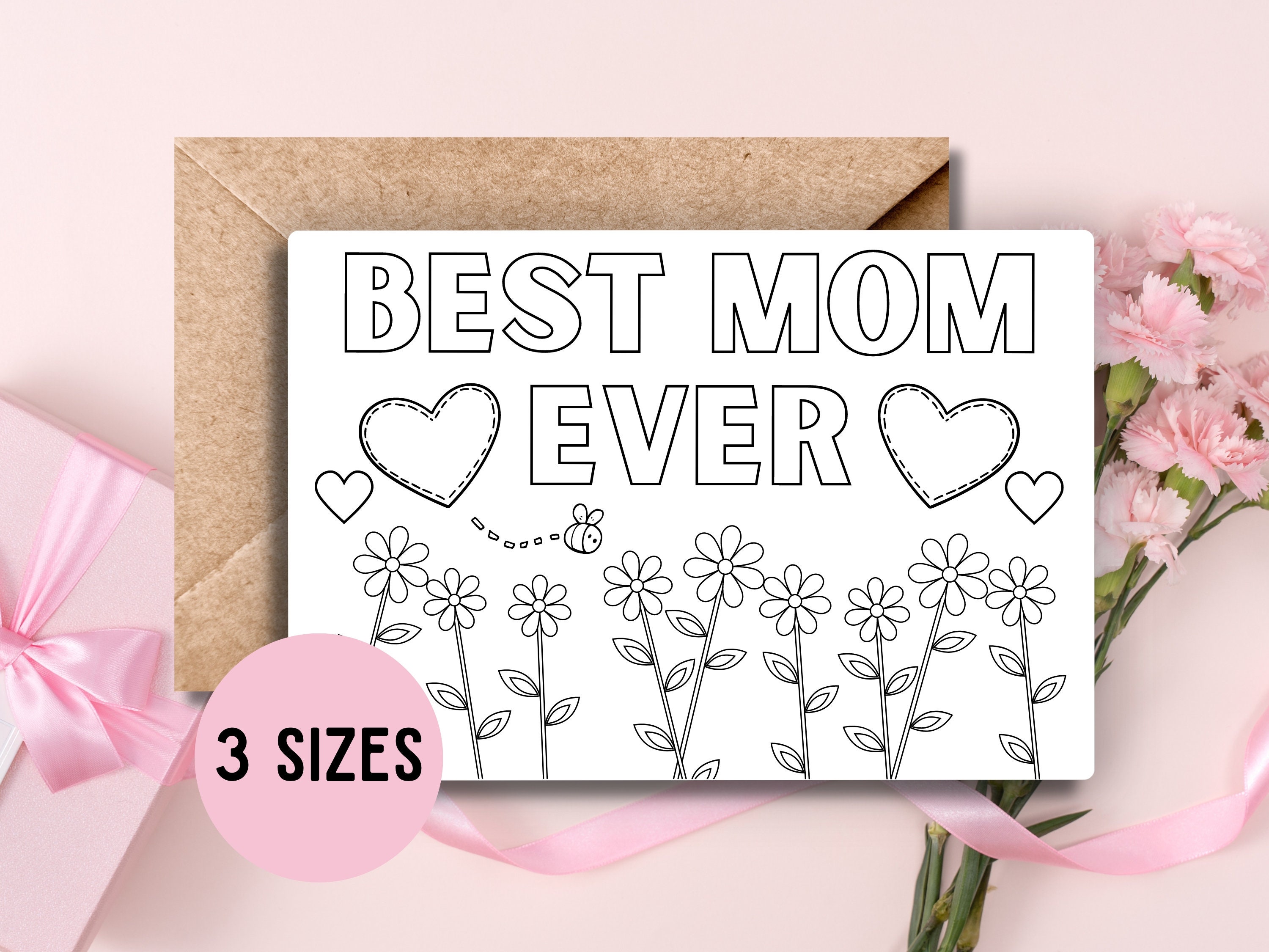 Mother's Day Coloring Card, Mothers Day Activity, Printable Card for ...