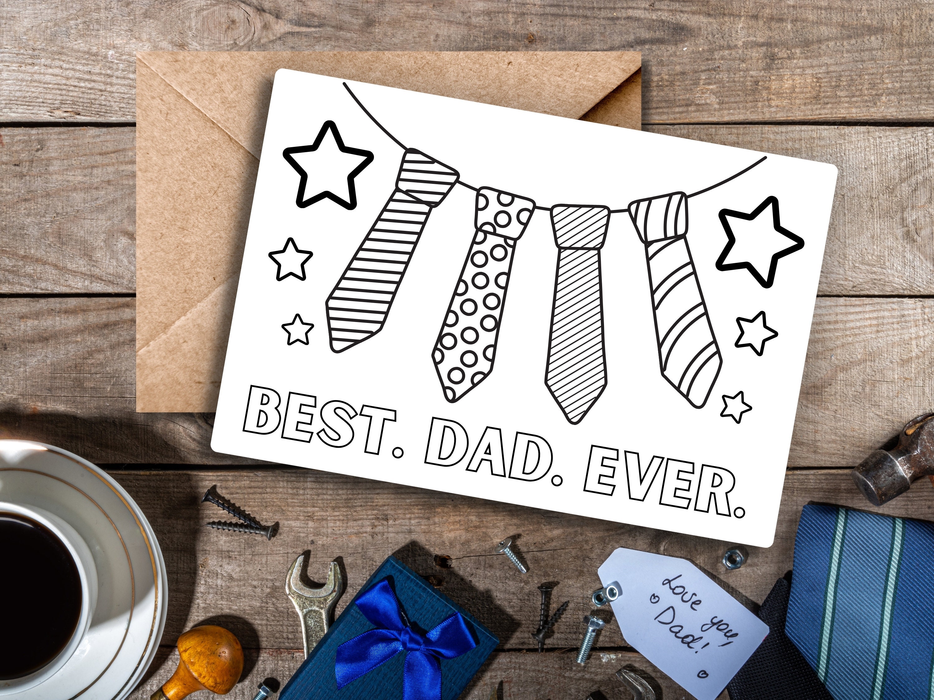 Fathers Day Coloring, Father's Day Coloring Card, Father's Day Activity ...