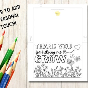 Teacher Appreciation Thank You, Teacher Coloring Card, Coloring Teacher ...