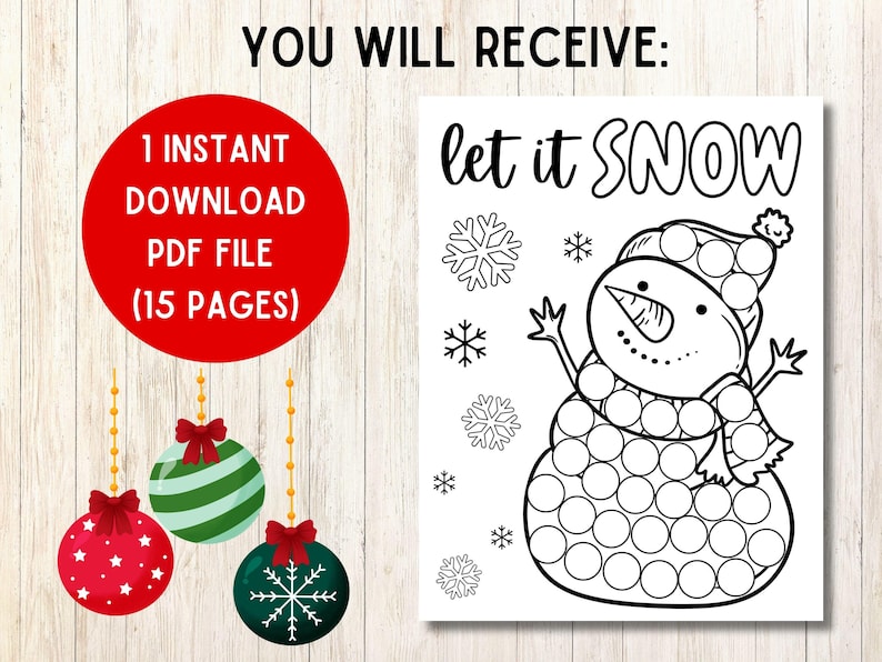 Christmas Dot Marker Pages, Toddler Fine Motor Activity, Montessori ...