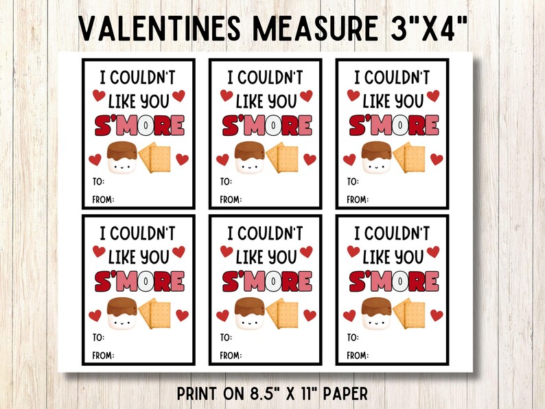 S'mores Valentines, Preschool Valentine Cards, Smores Gift Tags ...