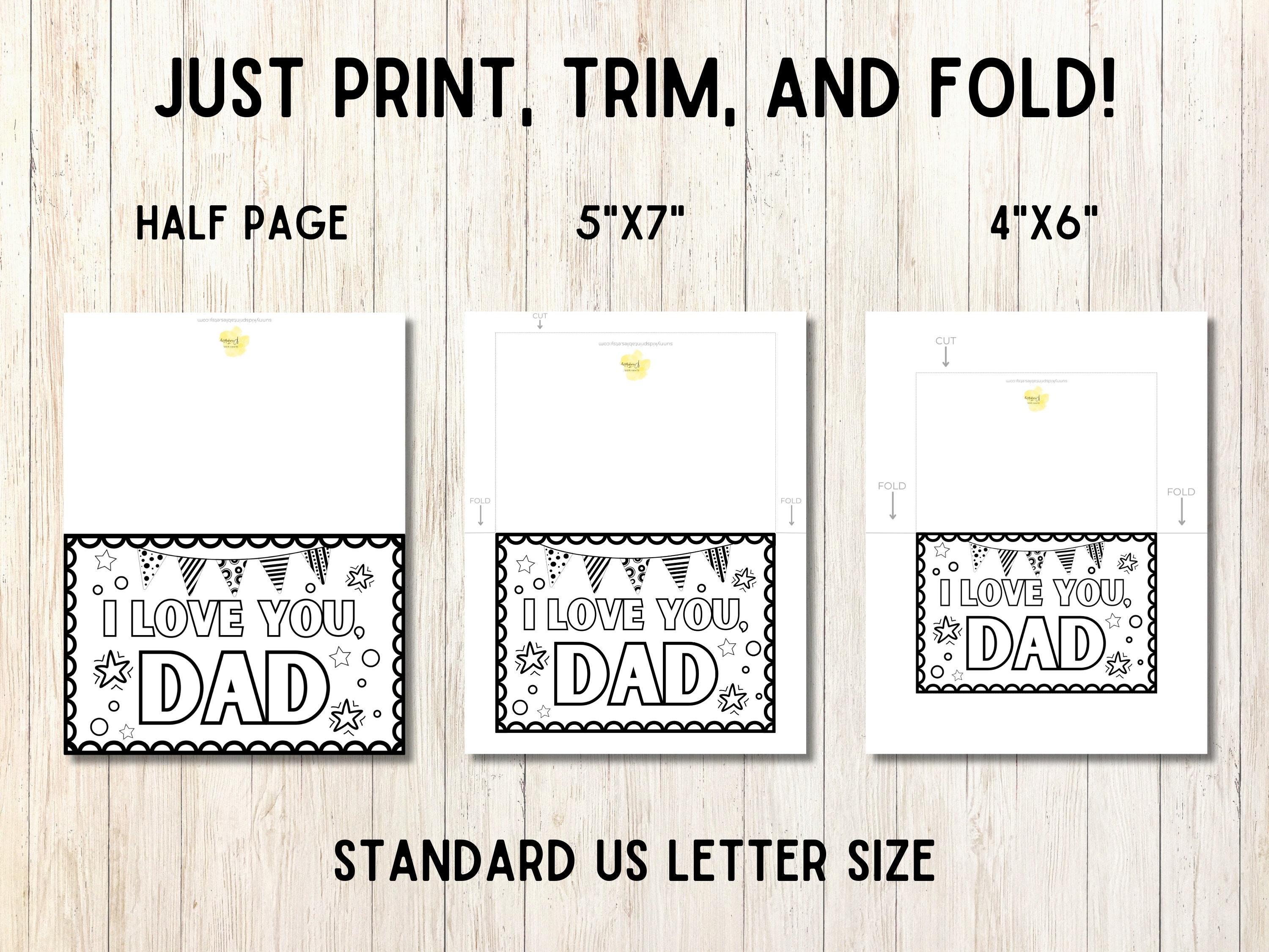 Father's Day Coloring Card, Fathers Day Coloring, Father's Day Activity ...