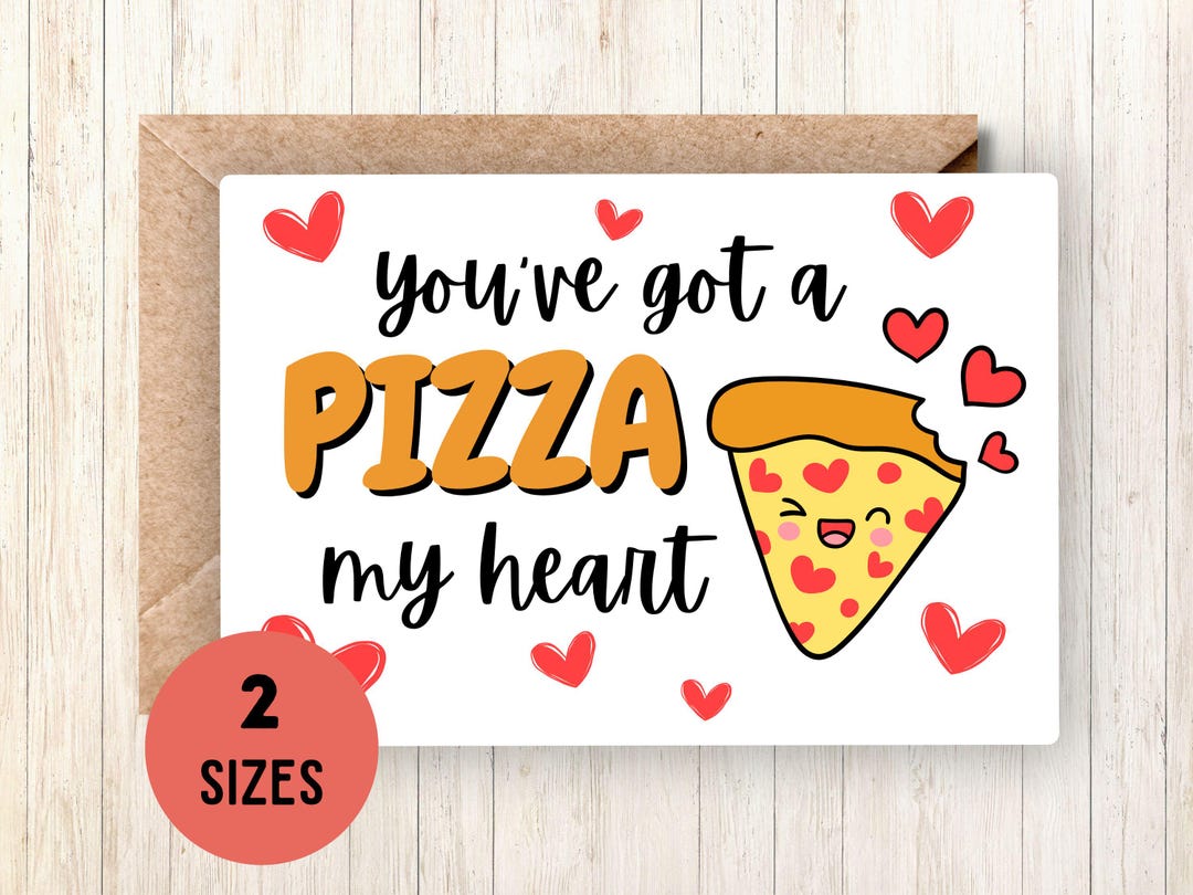 Pizza Valentine Card, Printable Pizza Card, Pizza Valentine Gift, DIY ...