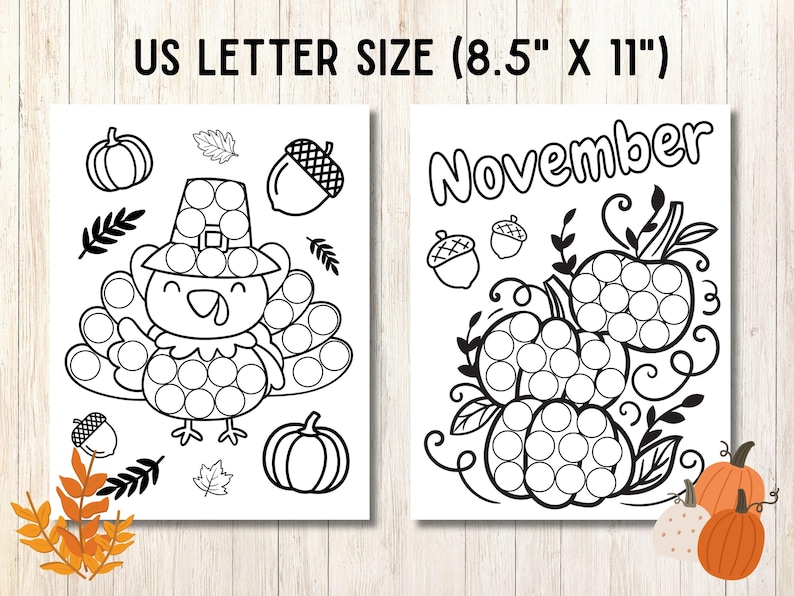 Thanksgiving Dot Marker Pages, Toddler Fine Motor Activity, Montessori ...