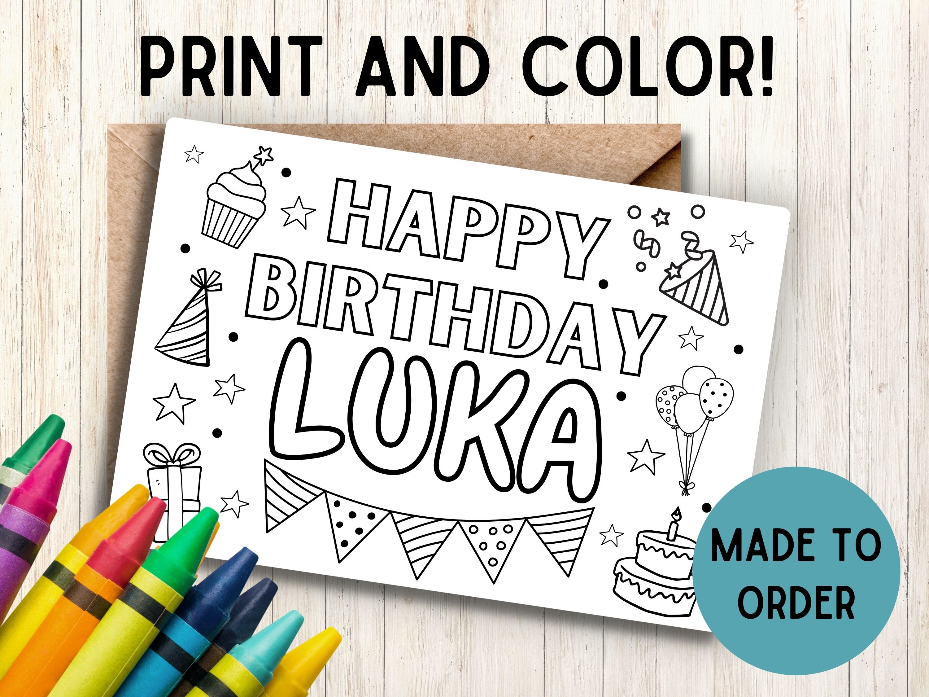 Custom Coloring Birthday Card, Personalized Coloring Birthday Card ...