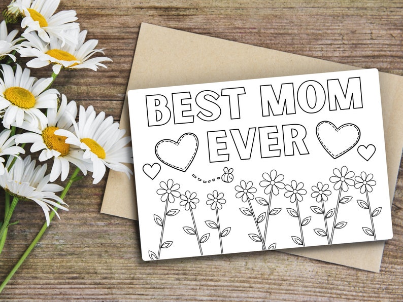 Mother's Day Coloring Card, Mothers Day Activity, Printable Card for ...