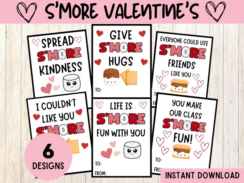 S'mores Valentines, Preschool Valentine Cards, Smores Gift Tags ...
