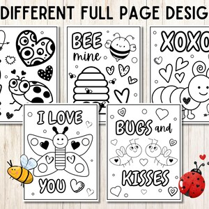 Love Bug Valentine Coloring Pages, Valentine Coloring Gift, Love Bug ...