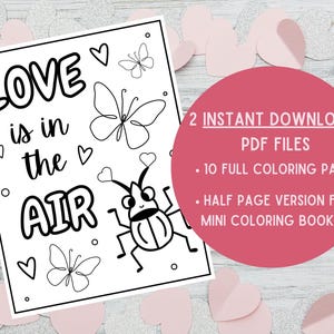 Love Bug Valentine Coloring Pages, Valentine Coloring Gift, Love Bug ...