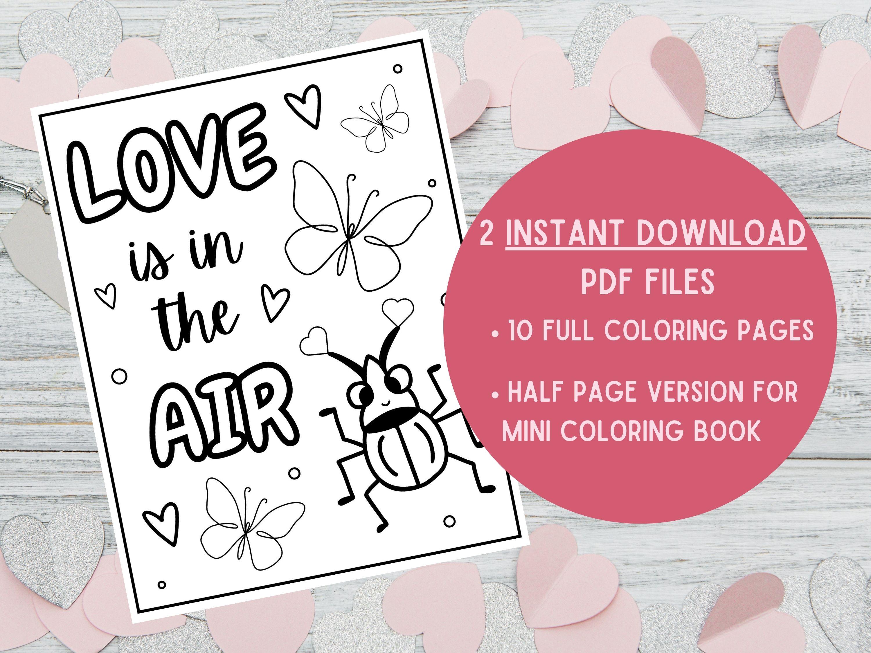 Love Bug Valentine Coloring Pages, Valentine Coloring Gift, Love Bug ...