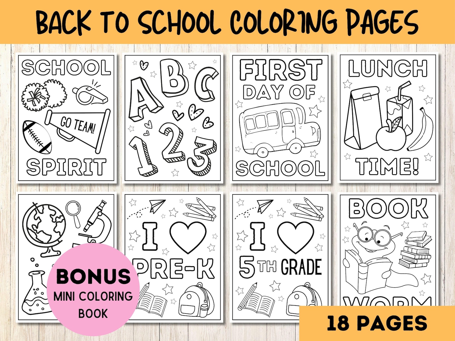 Back to School Coloring Pages, First Day of School Coloring, Student ...