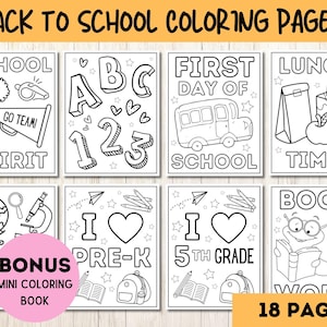 Back to School Coloring Pages, First Day of School Coloring, Student ...