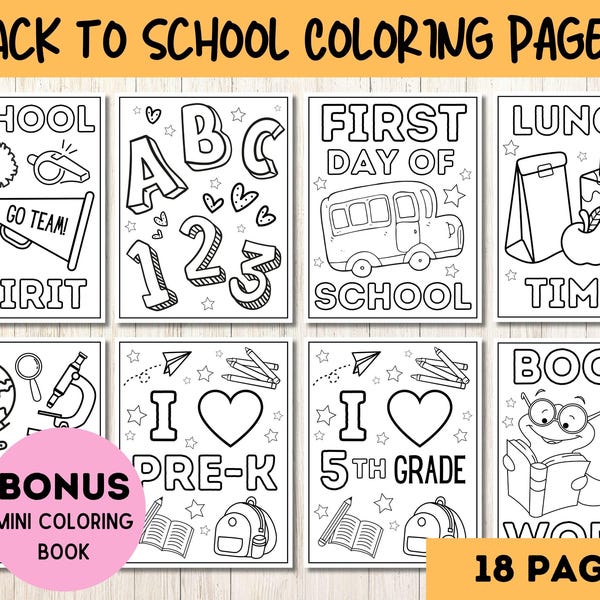 Back to School Coloring Pages, First Day of School Coloring, Student ...