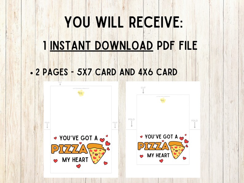 Printable Valentine's Day Card, Pizza Valentine Card, Card for Kids ...