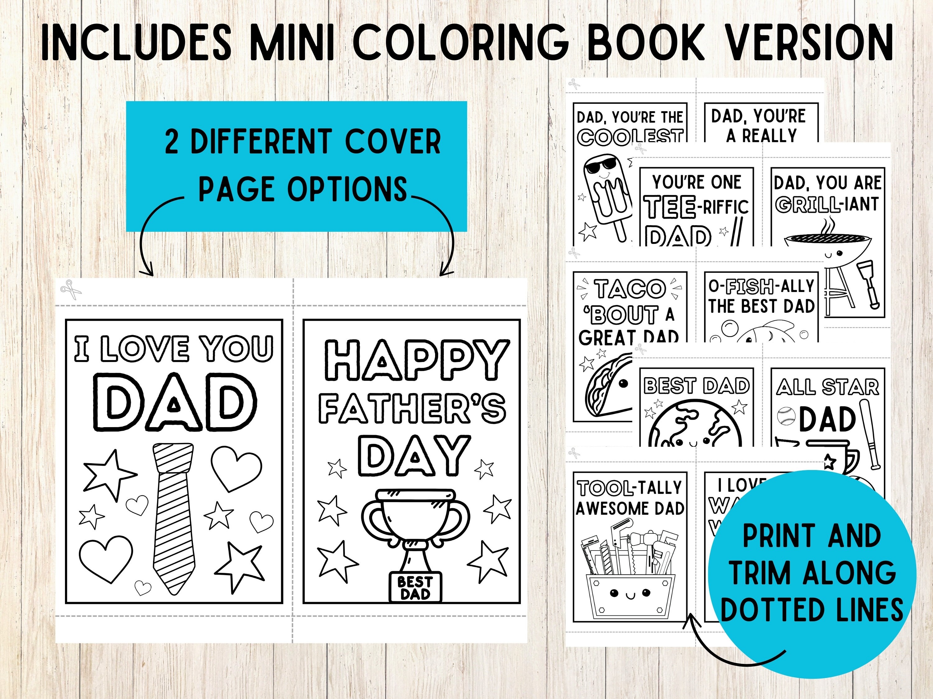 Father's Day Coloring, Coloring Gift for Dad, Preschool Father's Day ...