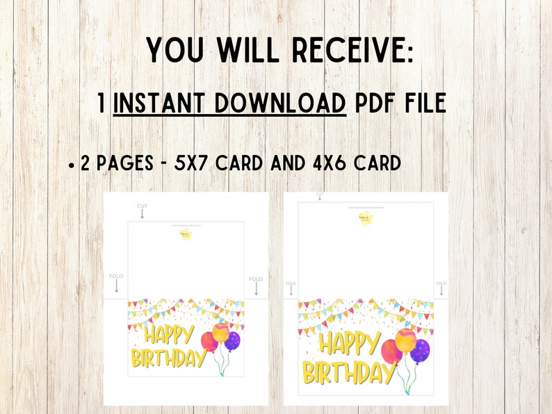 Colorful Birthday Card Printable, Balloon Birthday Card, DIY Birthday ...