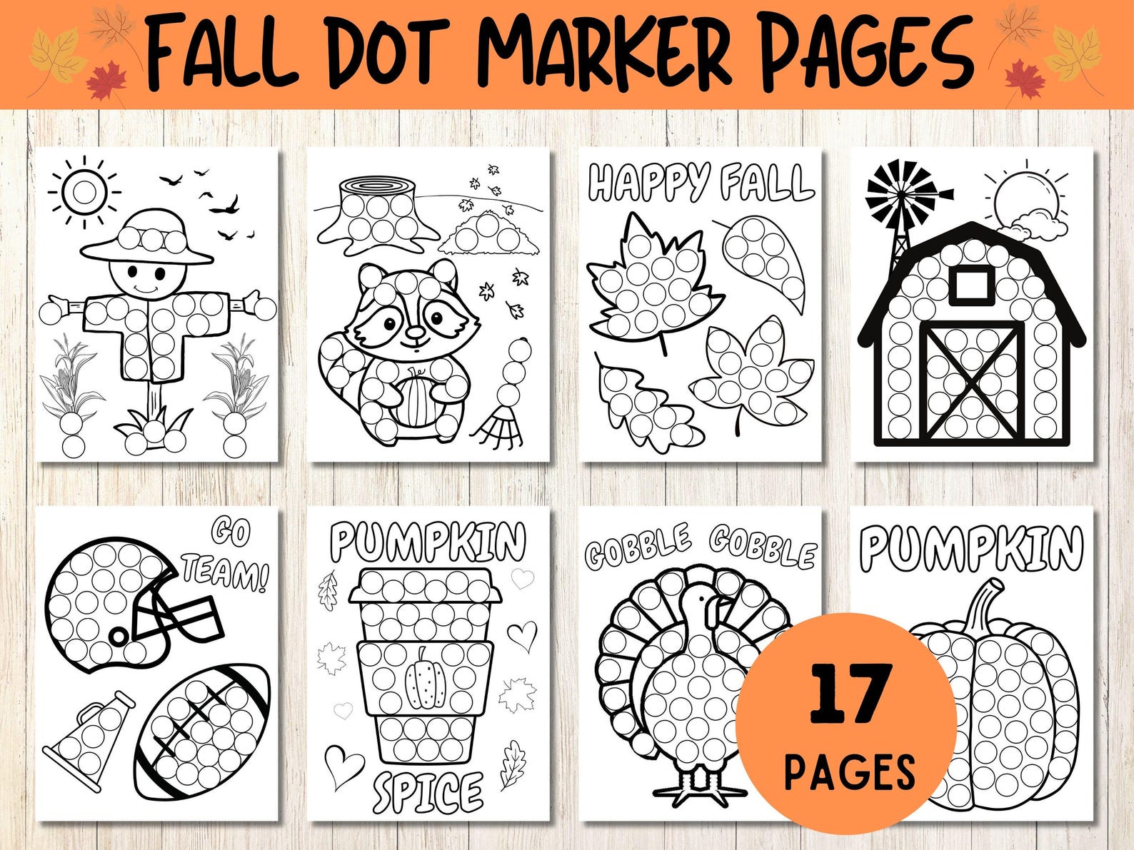 Fall Dot Marker Pages, Do a Dot Coloring Activity, Toddler Autumn ...