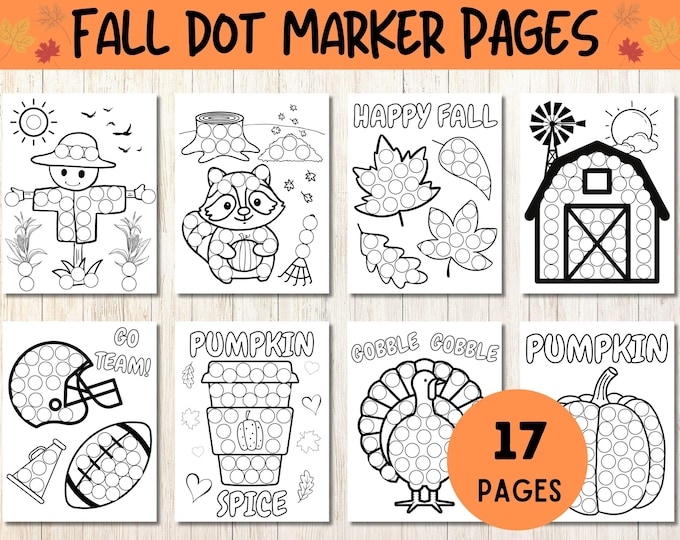 Fall Dot Marker Printable, Fall Do a Dot Activity, Dot Marker Coloring ...