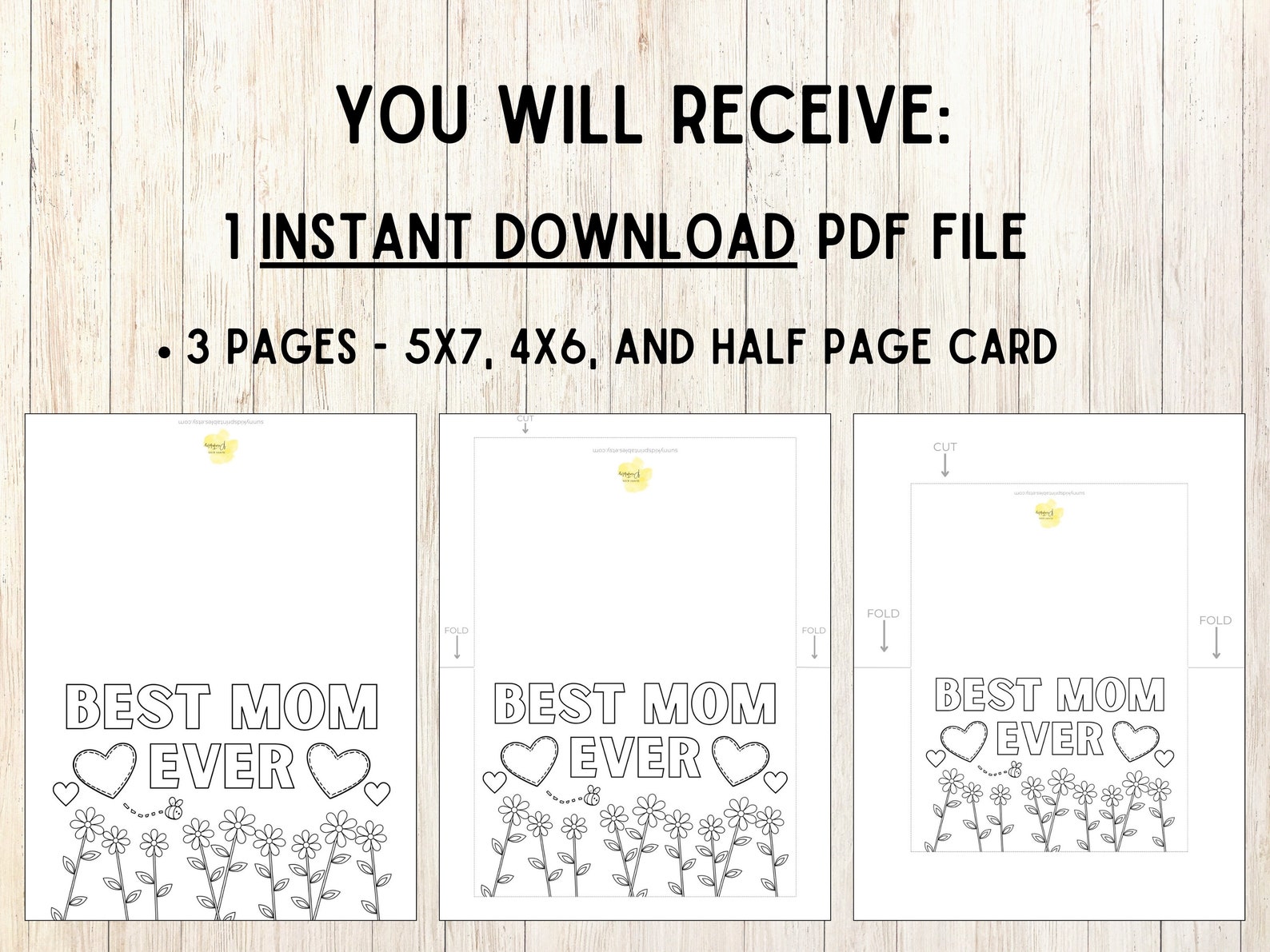 Mother's Day Coloring Card, Mothers Day Activity, Printable Card for ...