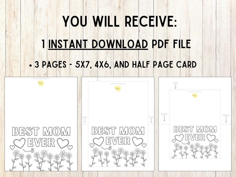 Mother's Day Coloring Card, Mothers Day Activity, Printable Card for ...