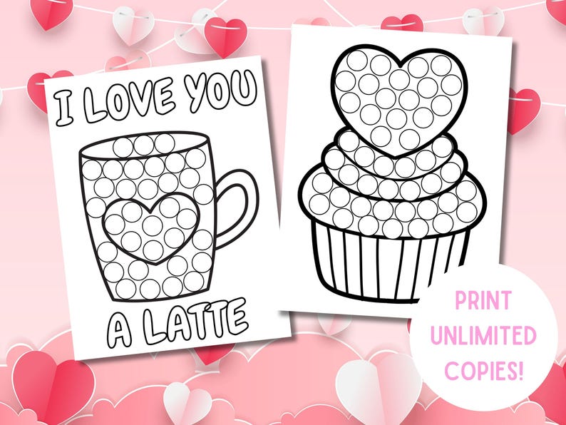 Valentine Dot Marker Pages, Toddler Fine Motor Activity, Montessori ...