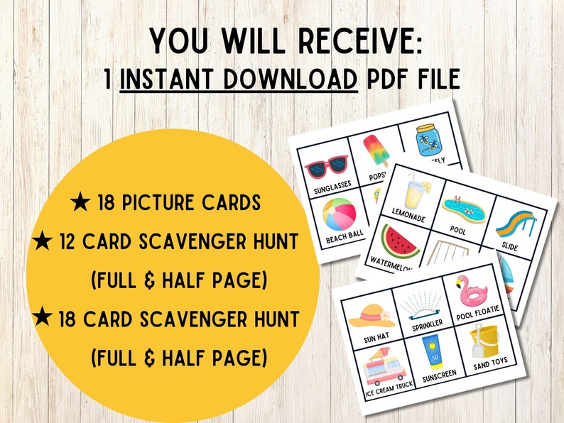 Summer Scavenger Hunt Game, Kids Summer Treasure Hunt, Indoor Scavenger ...