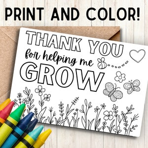 Teacher Appreciation Thank You, Teacher Coloring Card, Coloring Teacher ...