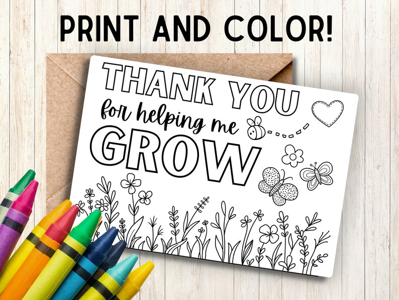 Teacher Appreciation Thank You, Teacher Coloring Card, Coloring Teacher ...