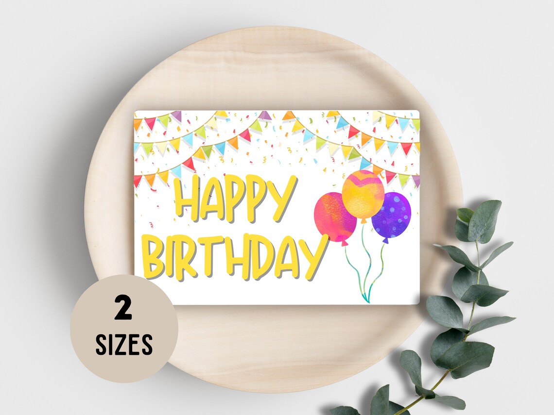 Colorful Birthday Card Printable, Balloon Birthday Card, DIY Birthday ...