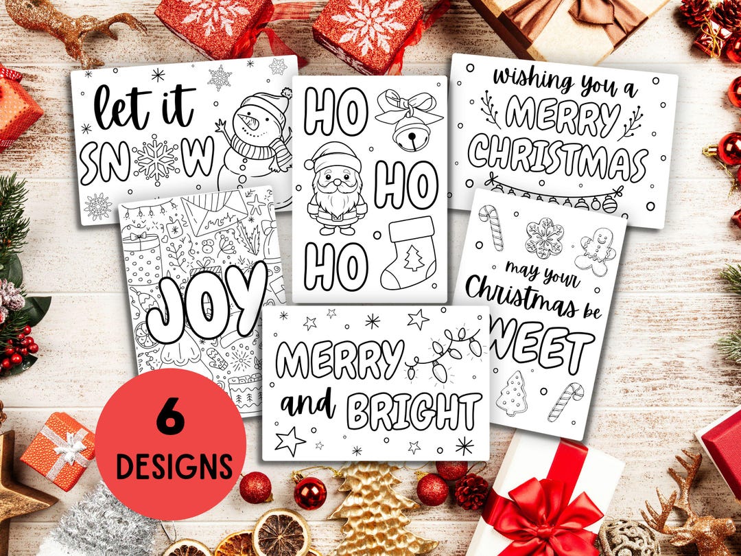 Christmas Coloring Cards, Coloring Gift for Christmas, Preschool ...