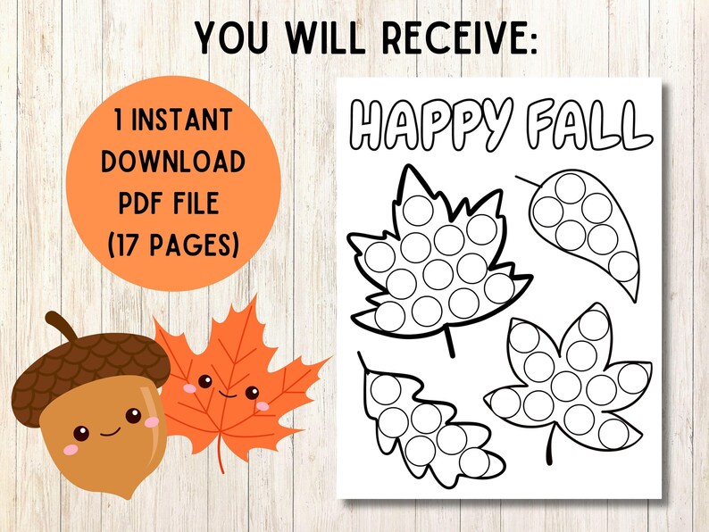 Fall Dot Marker Pages, Do a Dot Coloring Activity, Toddler Autumn ...