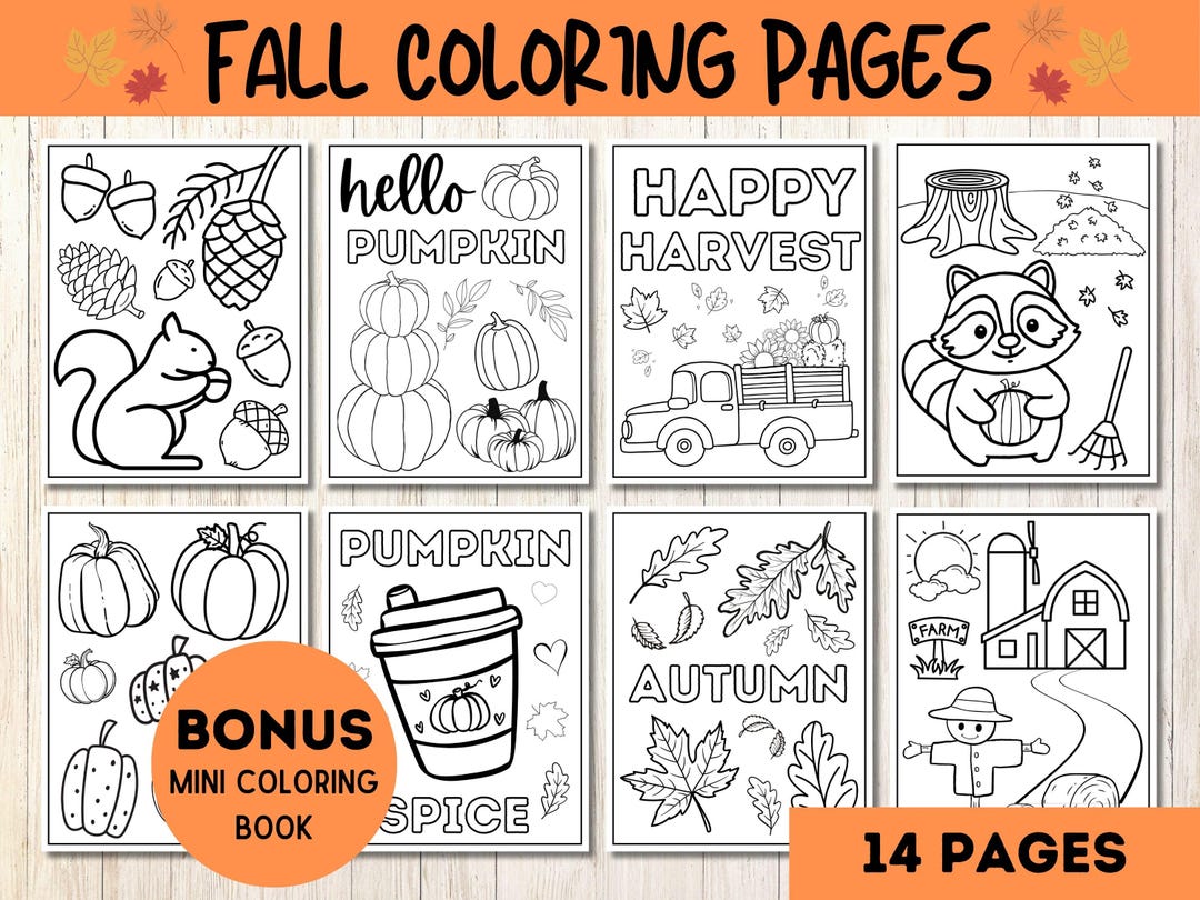 Fall Coloring Book, Autumn Coloring, October Coloring Pages, Seasons ...