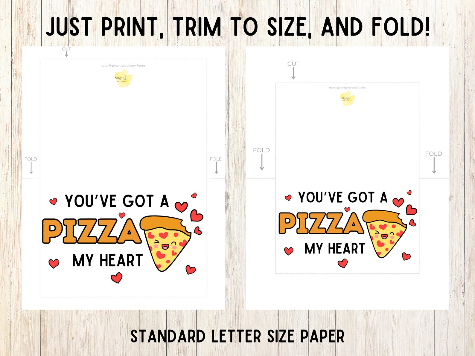 Printable Valentine's Day Card, Pizza Valentine Card, Card for Kids ...