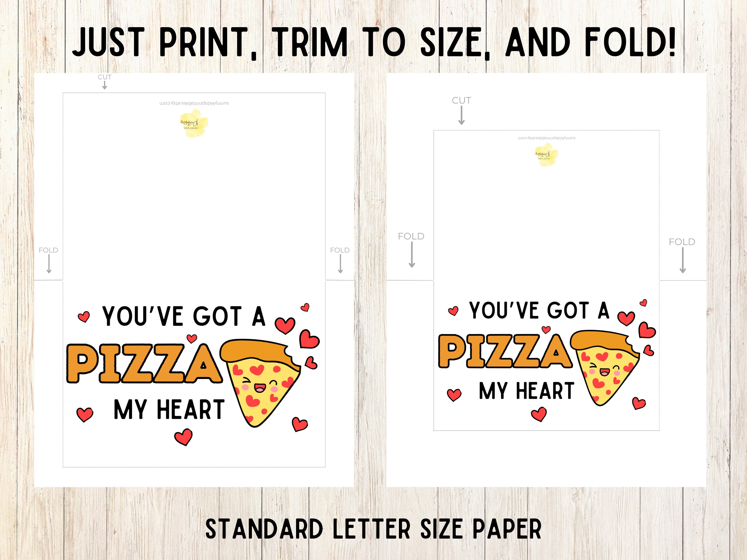 Printable Valentine's Day Card, Pizza Valentine Card, Card for Kids ...