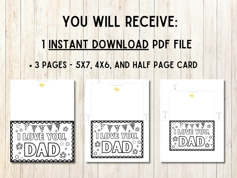 Father's Day Coloring Card, Fathers Day Coloring, Father's Day Activity ...