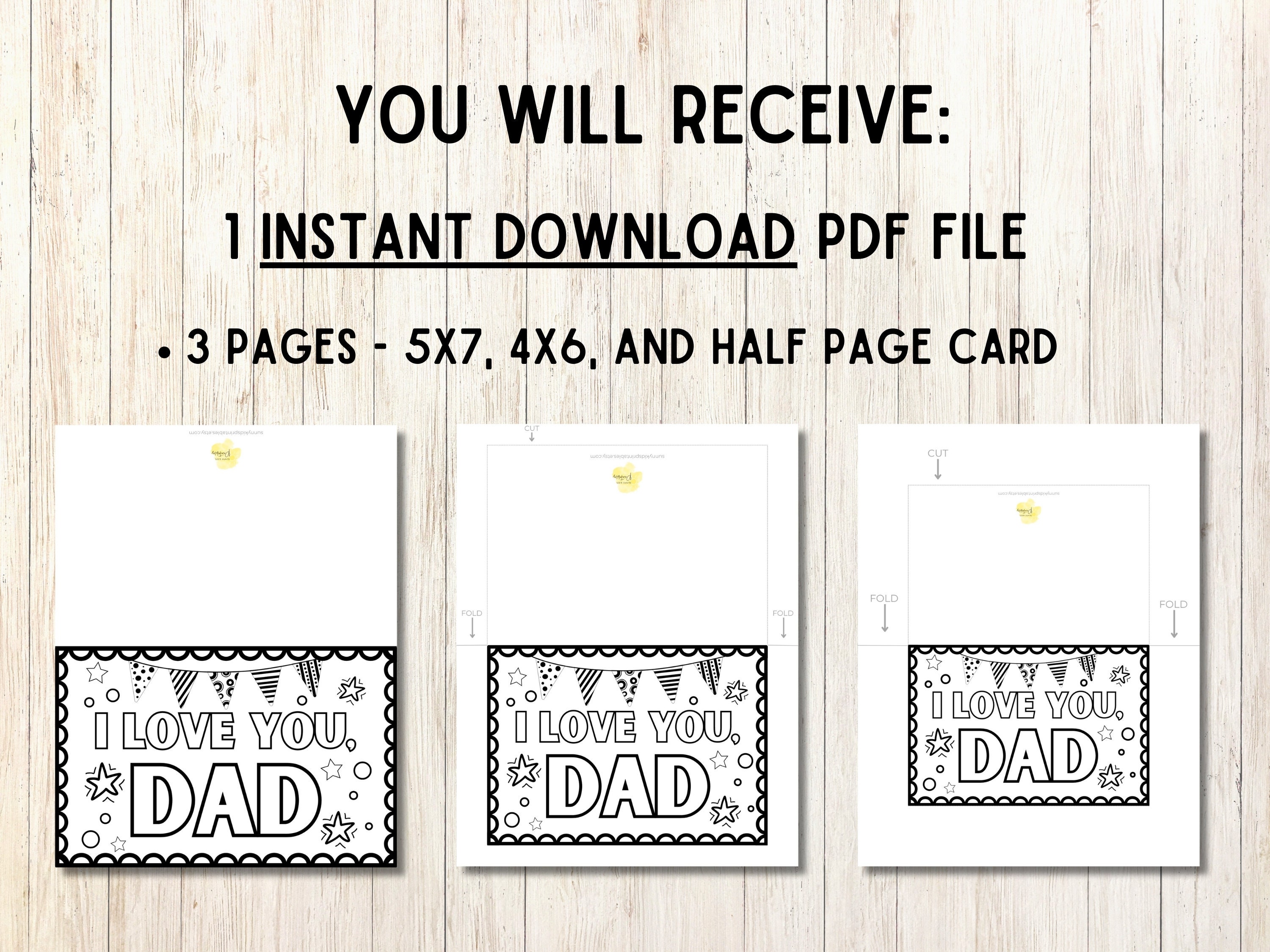 Father's Day Coloring Card, Fathers Day Coloring, Father's Day Activity ...