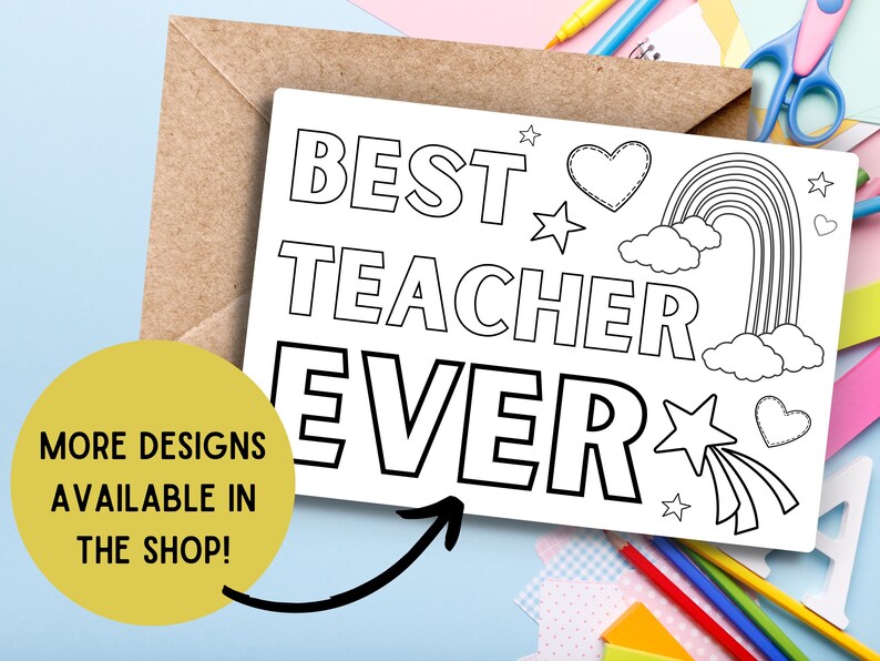 Teacher Appreciation Thank You, Teacher Coloring Card, Coloring Teacher ...