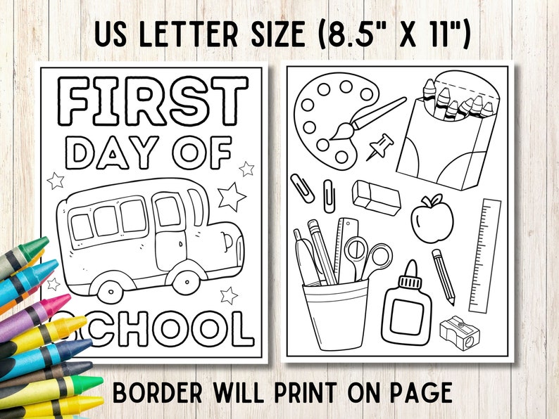 Back to School Coloring Pages, First Day of School Coloring, Student ...