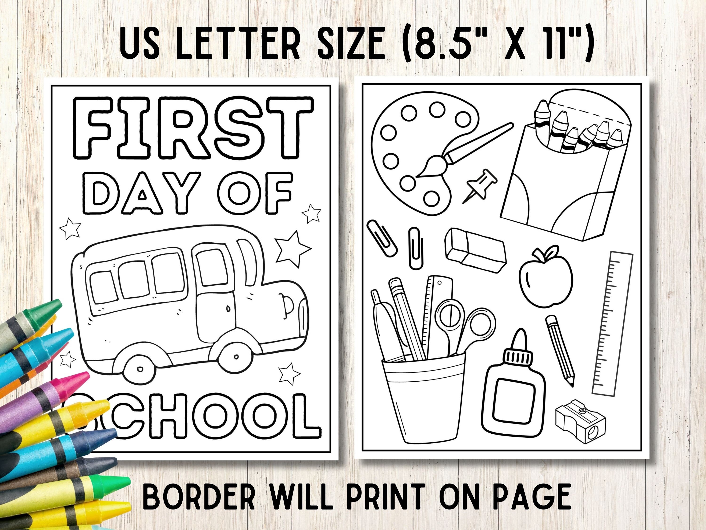 Back to School Coloring Pages, First Day of School Coloring, Student ...