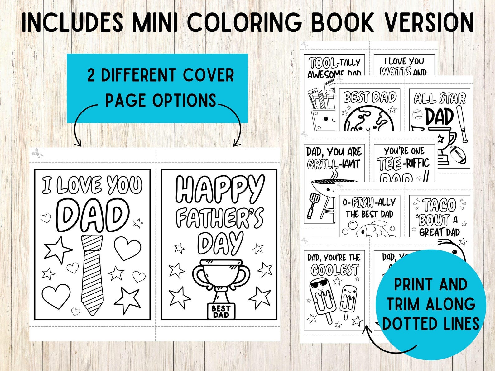 Father's Day Coloring, Coloring Gift for Dad, Preschool Father's Day ...