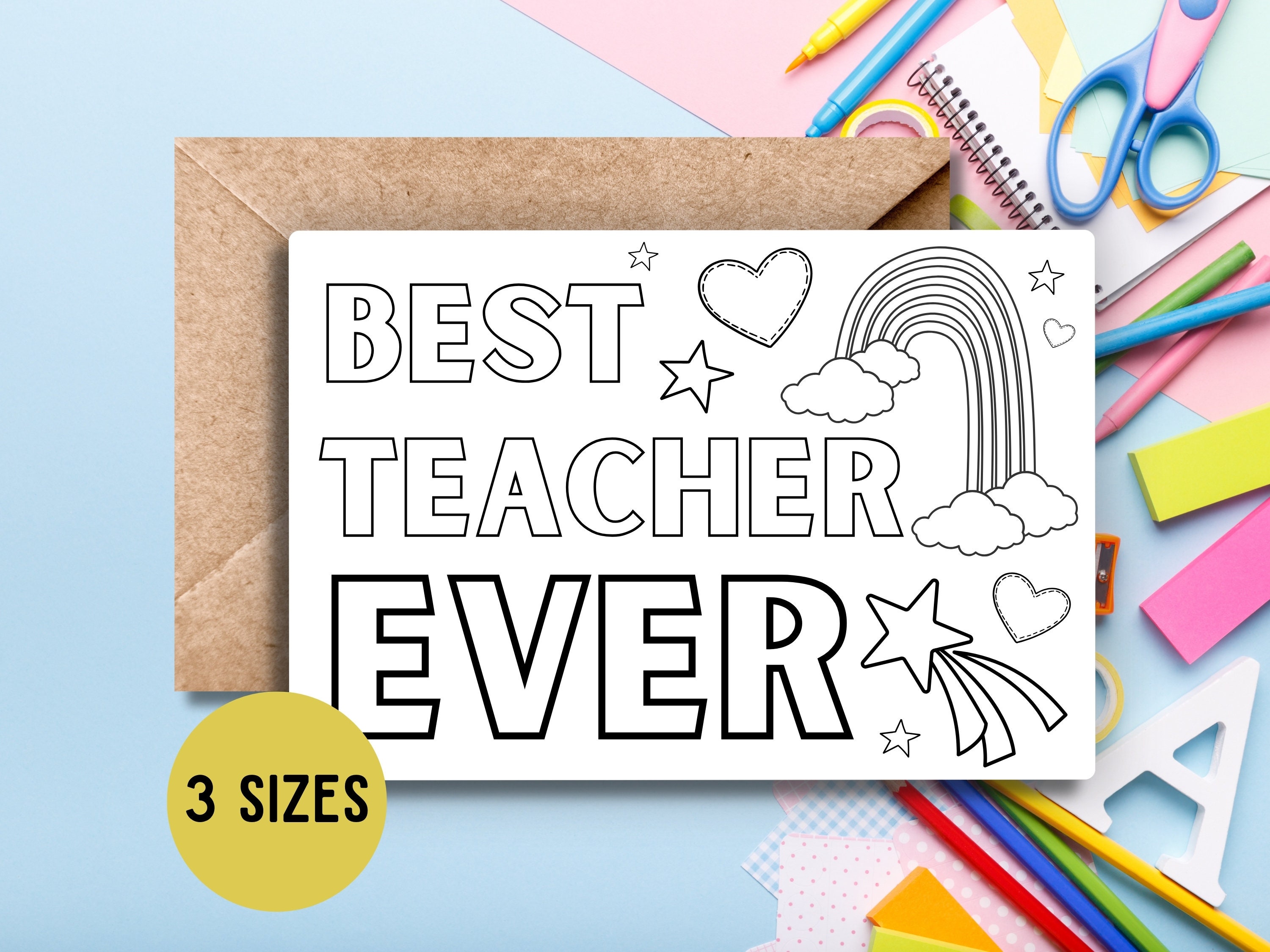 Teacher Appreciation Thank You Note, Teacher Coloring Card, Coloring ...