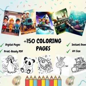 Coloring Pages for Kids//printable Coloring Pages//150 Pages// - Etsy