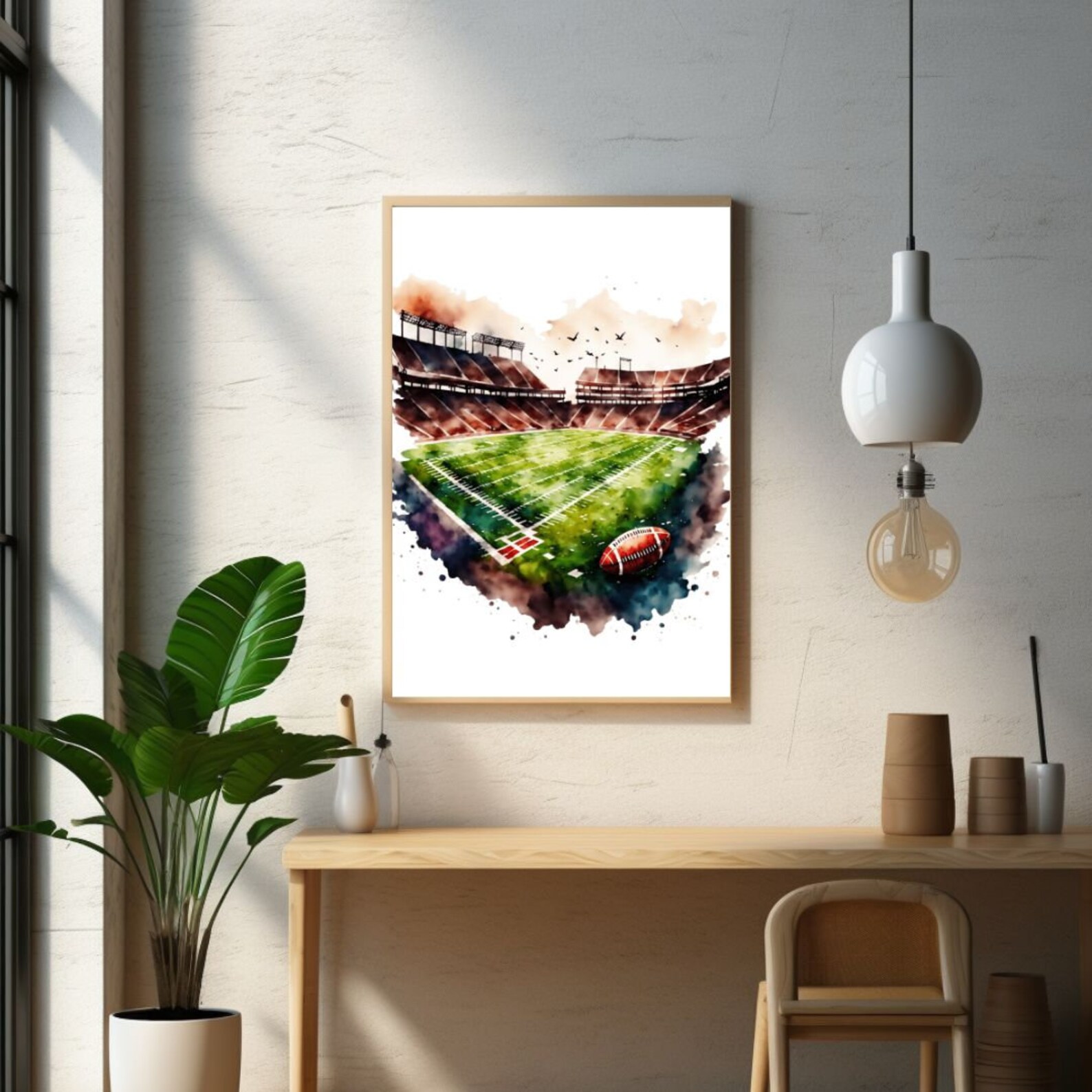 Watercolor Football Field Digital Wall Art - 18x24 Poster Size - Etsy