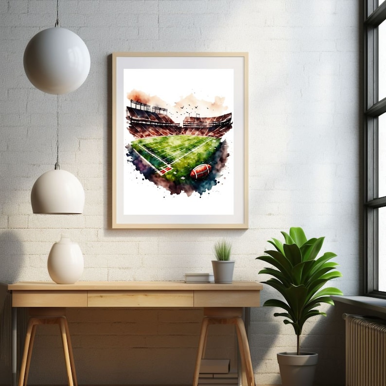 Watercolor Football Field Digital Wall Art - 18x24 Poster Size - Etsy